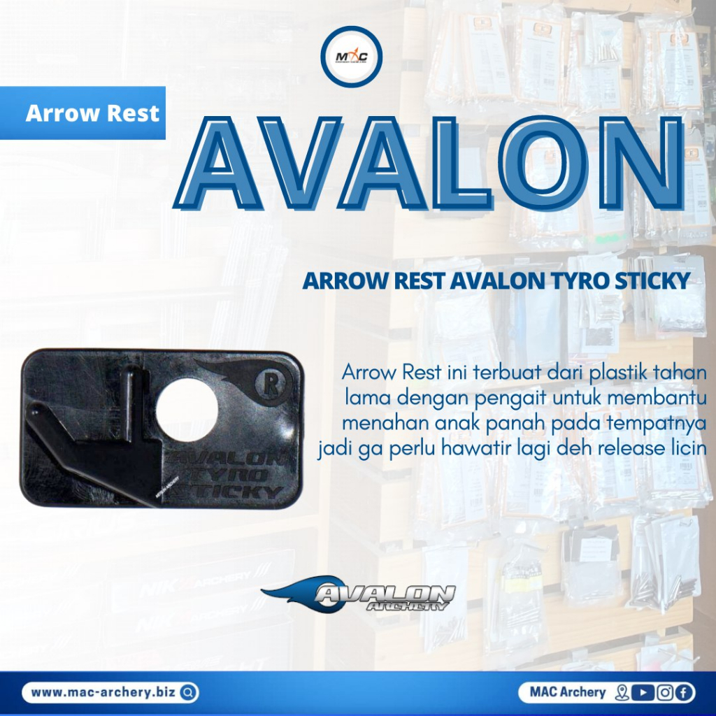 AVALON TYRO STICKY ARROWREST - MAC Archery - Toko Alat Panahan Terlengkap